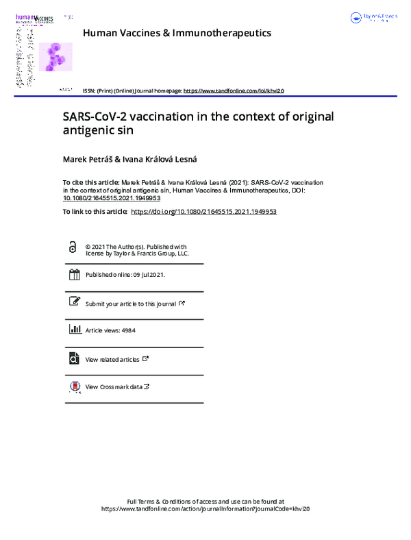 (PDF) SARS-CoV-2 vaccination in the context of original antigenic sin