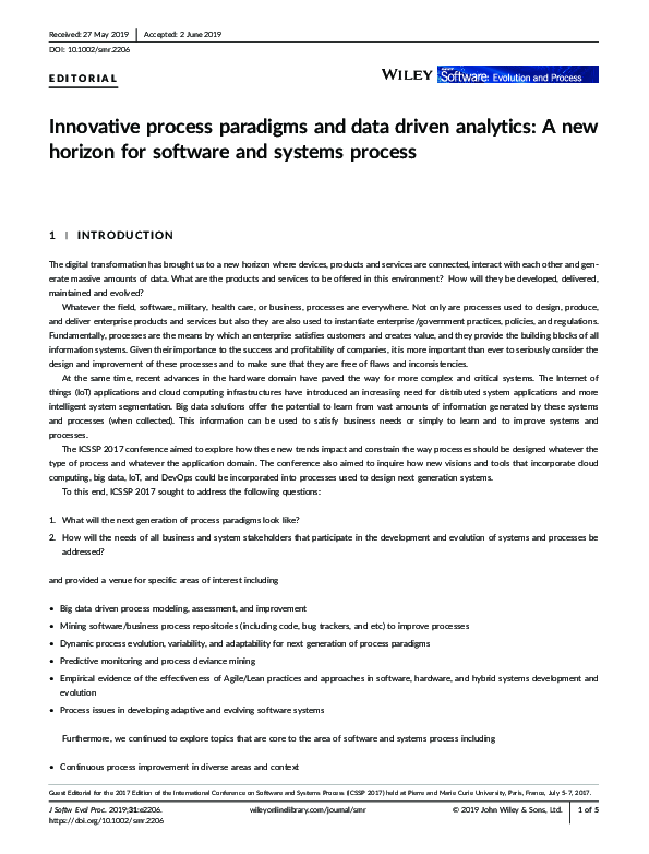 (PDF) Innovative process paradigms and data driven analytics: A new ...