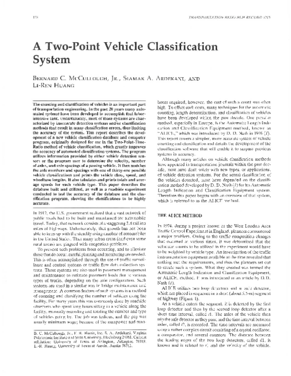 (PDF) A Two-Point Vehicle Classification System