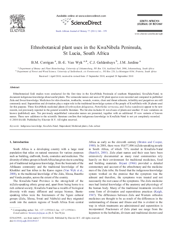 (PDF) Ethnobotanical plant uses in the KwaNibela Peninsula, St Lucia ...