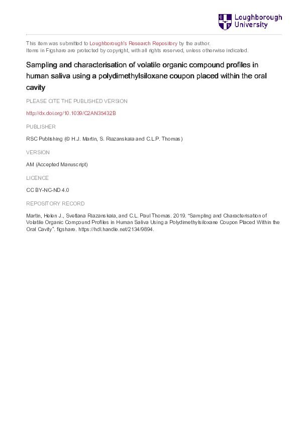 (PDF) Sampling and characterisation of volatile organic compound ...