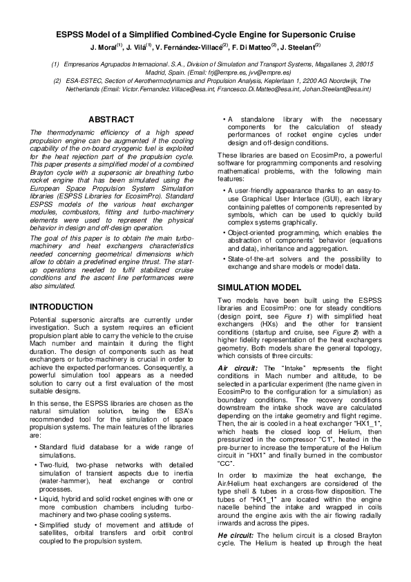 (PDF) ESPSS Model of a Simplified Combined-Cycle Engine for Supersonic ...