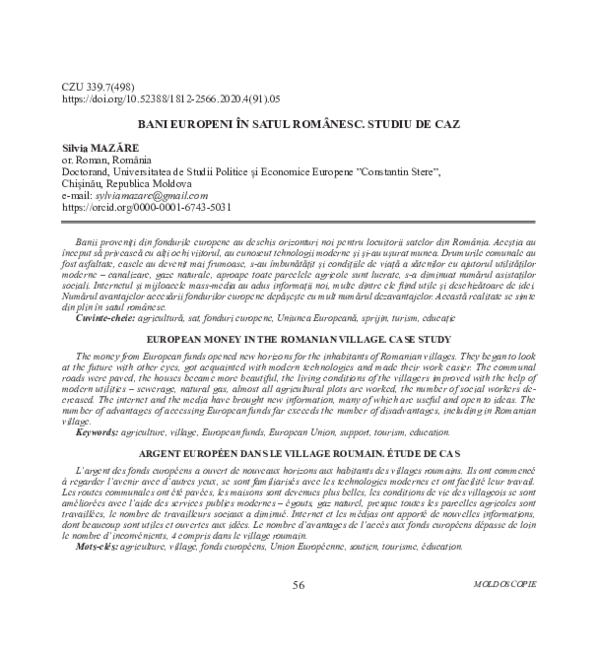 (PDF) European money in the Romanian village. Case study