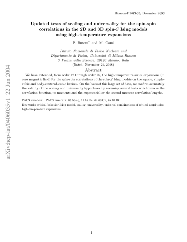 Pdf Updated Tests Of Scaling And Universality For Spin Spin Correlations In The Two And Three