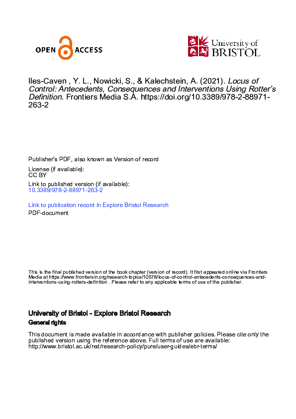 (PDF) Locus of Control: Antecedents, Consequences and Interventions ...