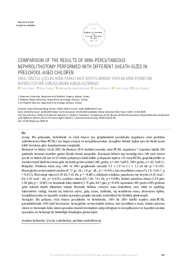 (PDF) Comparison of the Results of Mini-Percutaneous Nephrolithotomy ...