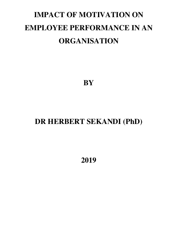 (PDF) CONCEPT OF MOTIVATION IN EMPLOYEE PERFORMANCE IN AN ORGANISATION ...