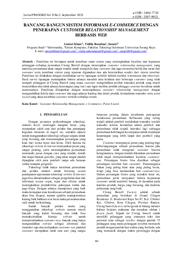 (PDF) Rancang Bangun Sistem Informasi E-Commerce Dengan Penerapan Customer Relationship ...