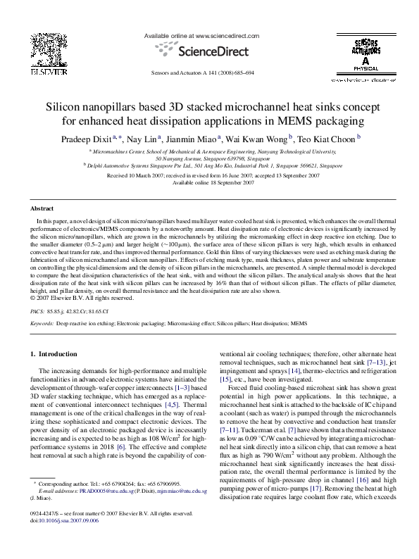 (PDF) Silicon nanopillars based 3D stacked microchannel heat sinks ...