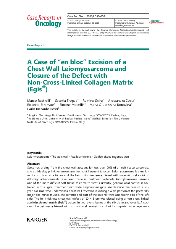 (PDF) A Case of “en bloc” Excision of a Chest Wall Leiomyosarcoma and ...