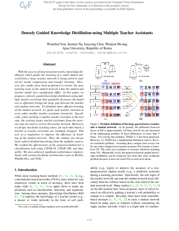 (PDF) Densely Guided Knowledge Distillation using Multiple Teacher Assistants