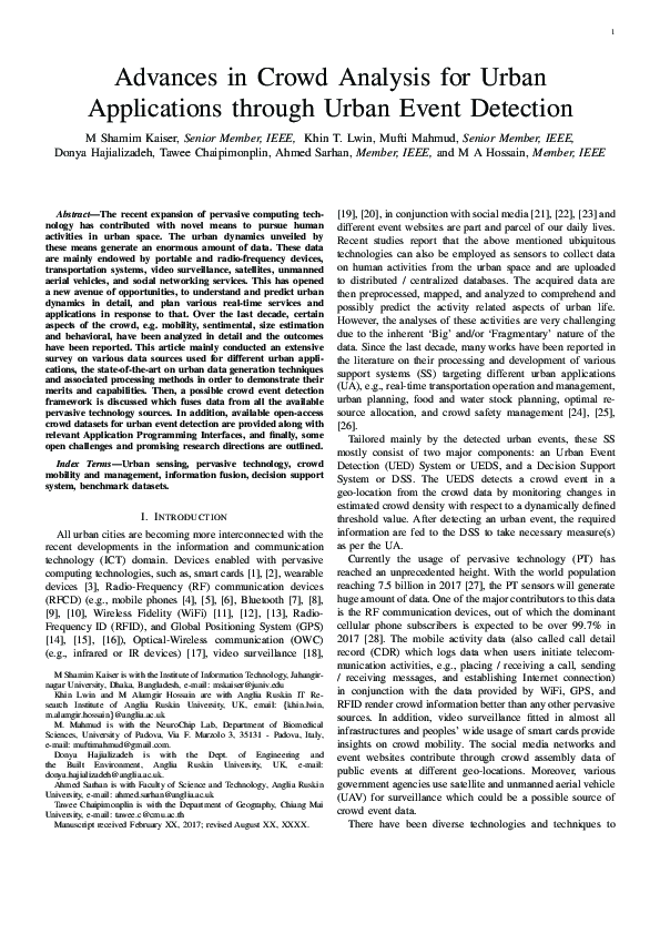 Pdf Advances In Crowd Analysis For Urban Applications Through Urban