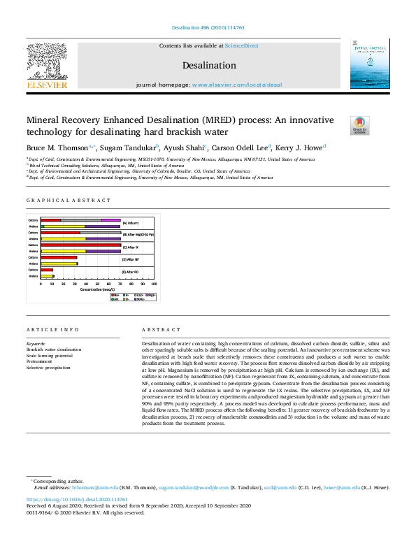 (PDF) Mineral Recovery Enhanced Desalination (MRED) process: An ...