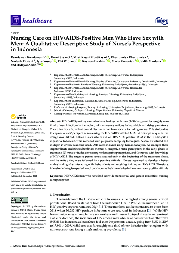 (PDF) Nursing Care on HIV/AIDS-Positive Men Who Have Sex with Men: A ...