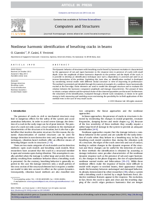 (PDF) Nonlinear harmonic identification of breathing cracks in beams