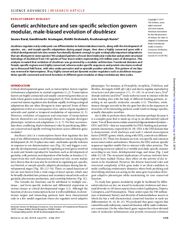 Pdf Genetic Architecture And Sex Specific Selection Govern Modular Male Biased Evolution Of