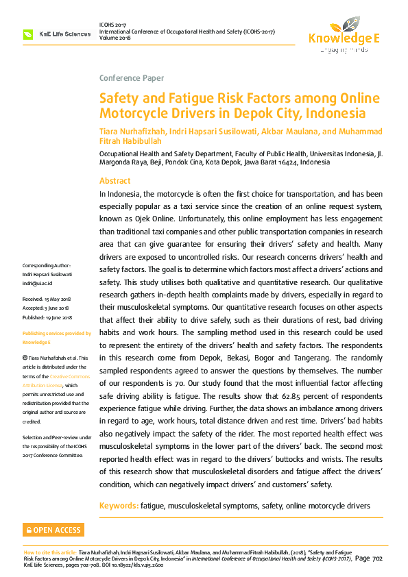 (PDF) Safety and Fatigue Risk Factors among Online Motorcycle Drivers ...