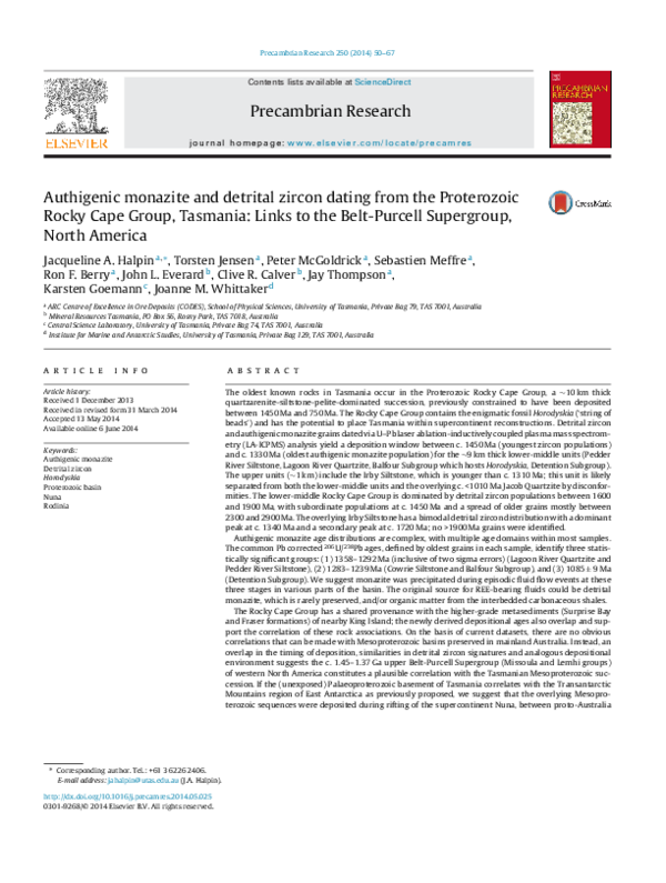 (PDF) Authigenic monazite and detrital zircon dating from the Proterozoic