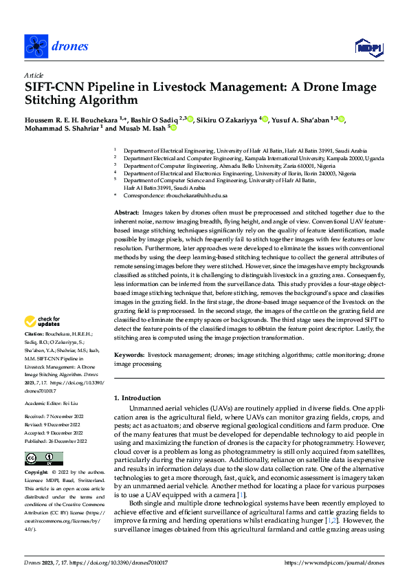 Pdf Sift Cnn Pipeline In Livestock Management A Drone Image Stitching Algorithm