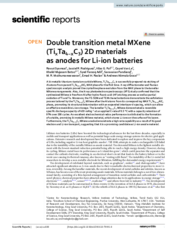 (PDF) Double transition metal MXene (TixTa4−xC3) 2D materials as anodes for Li-ion batteries