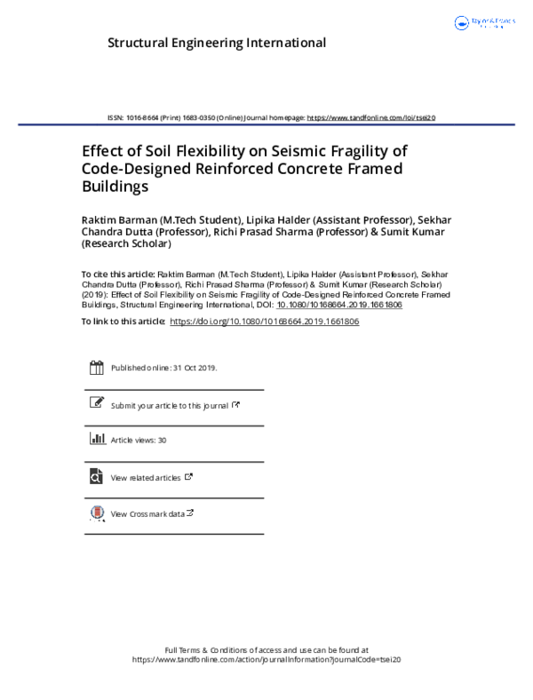 (PDF) Effect of Soil Flexibility on Seismic Fragility of Code-Designed Reinforced Concrete ...