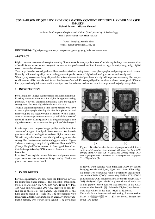 (PDF) Comparison of quality and information content of digital and film ...