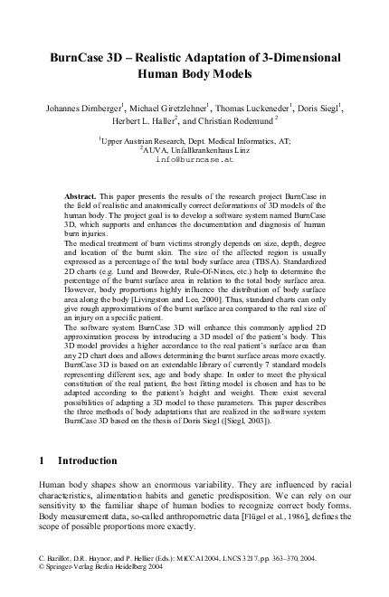 (PDF) BurnCase 3D – Realistic Adaptation of 3-Dimensional Human Body ...