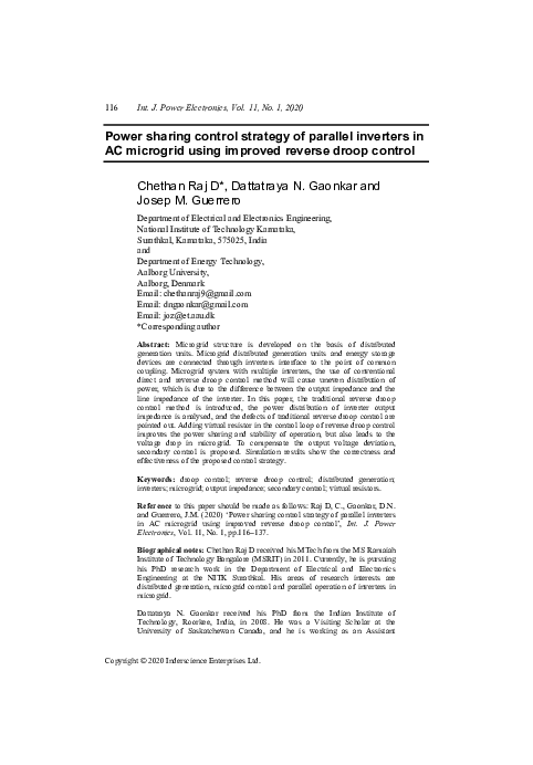 (PDF) Power sharing control strategy of parallel inverters in AC microgrid using improved ...