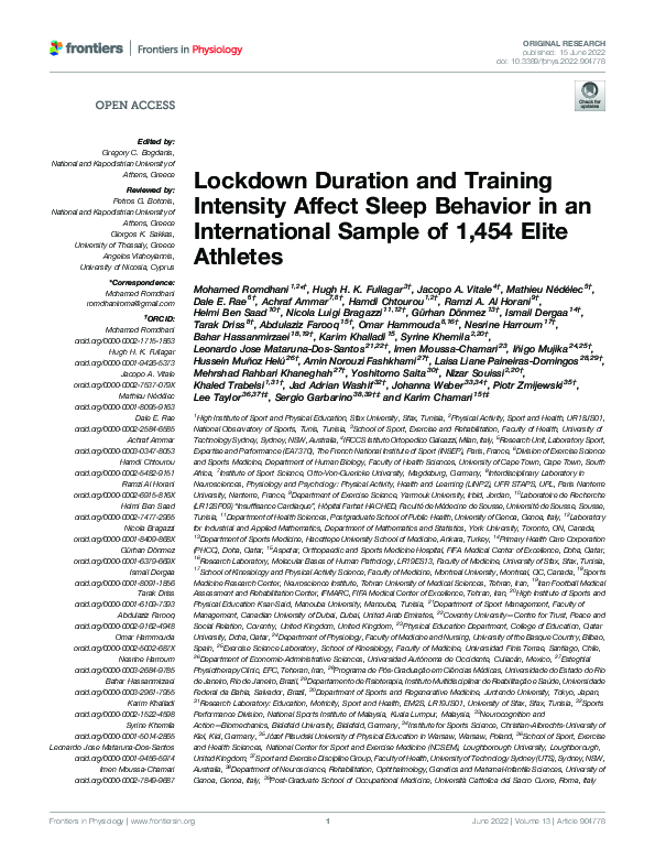 (PDF) Lockdown Duration and Training Intensity Affect Sleep Behavior in an International Sample ...