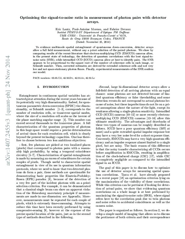 Pdf Optimizing The Signal To Noise Ratio In The Measurement Of Photon