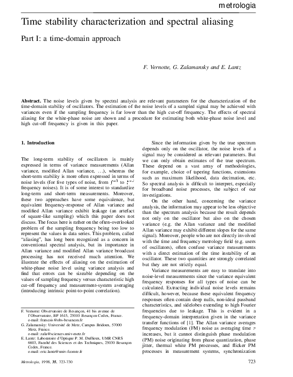 (PDF) Time stability characterization and spectral aliasing. Part I: a ...