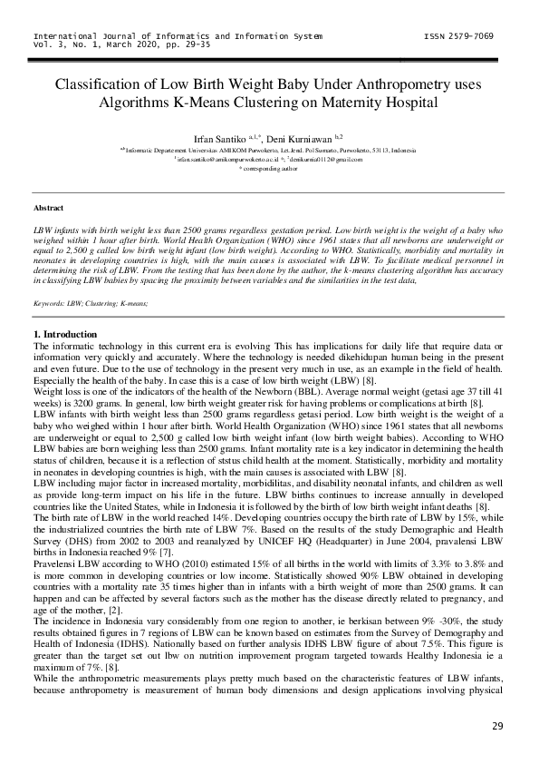 (PDF) Classification of Low Birth Weight Baby Under Anthropometry uses ...