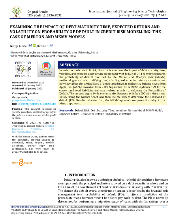 (PDF) EXAMINING THE IMPACT OF DEBT MATURITY TIME, EXPECTED RETURN AND ...