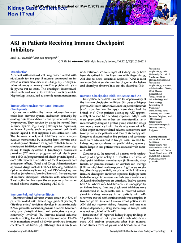 (PDF) AKI in Patients Receiving Immune Checkpoint Inhibitors