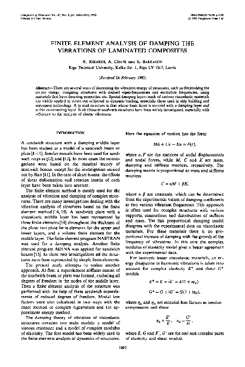 Pdf Finite Element Analysis Of Damping The Vibrations Of Laminated Composites 