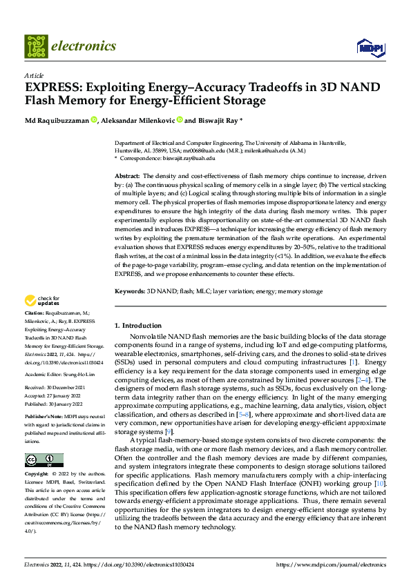 (PDF) EXPRESS: Exploiting Energy–Accuracy Tradeoffs in 3D NAND Flash Memory for Energy-Efficient ...
