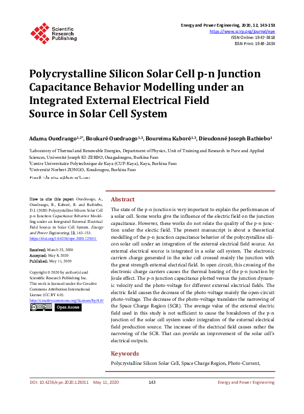 Pdf Polycrystalline Silicon Solar Cell P N Junction Capacitance