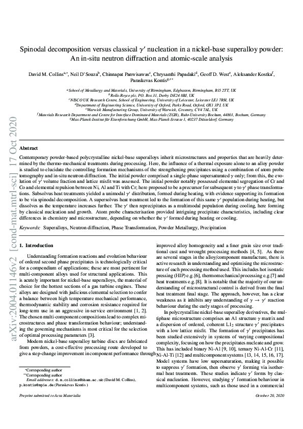(PDF) Spinodal Decomposition Versus Classical Gamma-Prime Nucleation in ...
