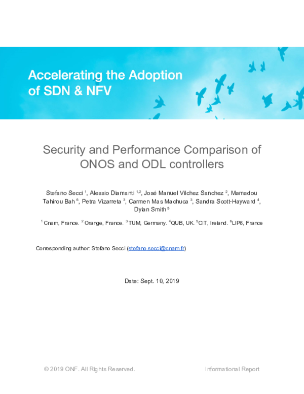 (PDF) Security and Performance Comparison of ONOS and ODL controllers