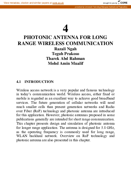 (PDF) Photonic Antenna for Long Range Wireless Communication