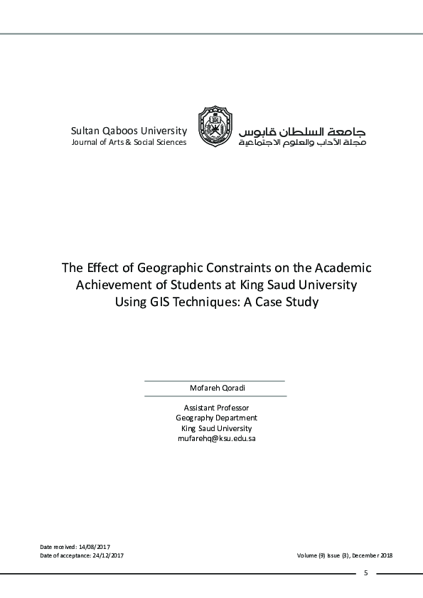 (PDF) The Effect of Geographic Constraints on the Academic Achievement ...