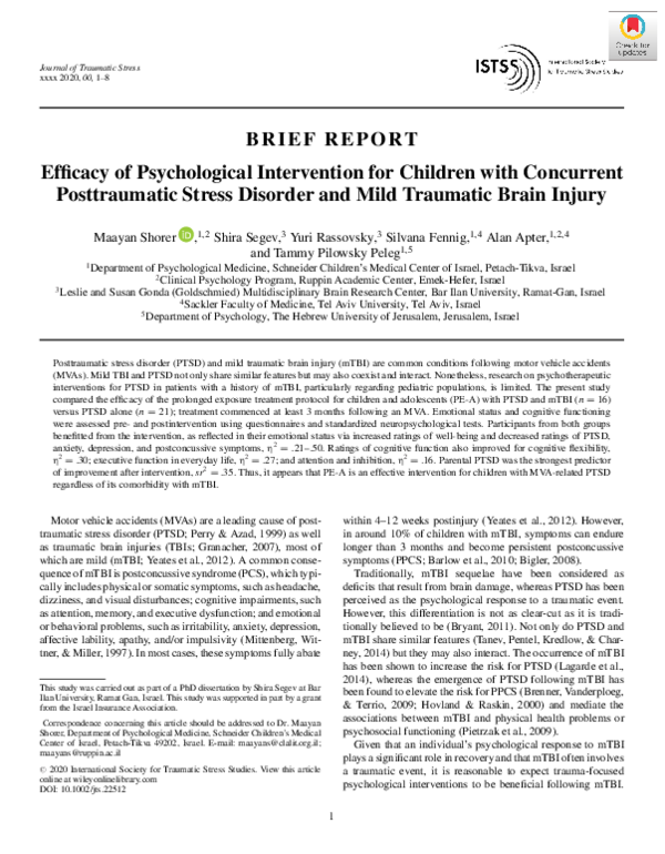 Pdf Efficacy Of Psychological Intervention For Children With