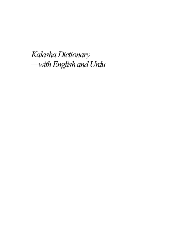 (PDF) Kalasha dictionary - with English and Urdu