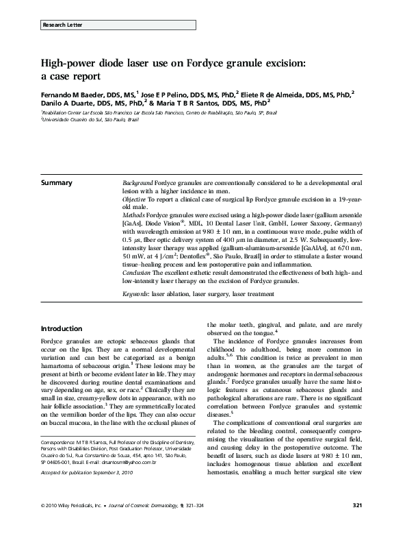 (PDF) High-power diode laser use on Fordyce granule excision: a case report