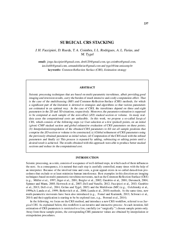 (PDF) Surgical CRS Stacking | Martin Tygel - Academia.edu
