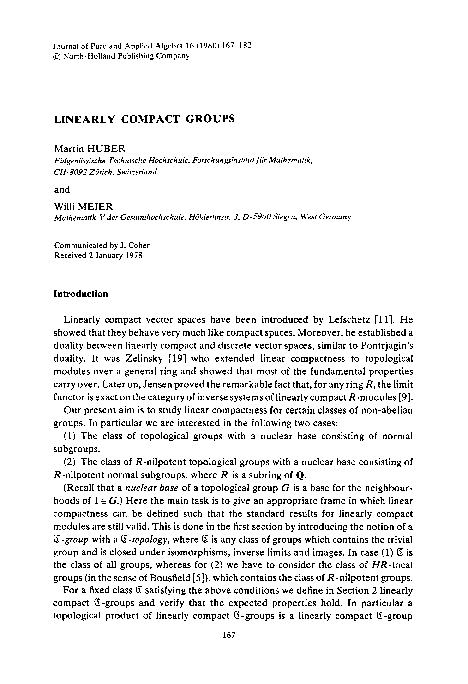 (PDF) Linearly compact groups