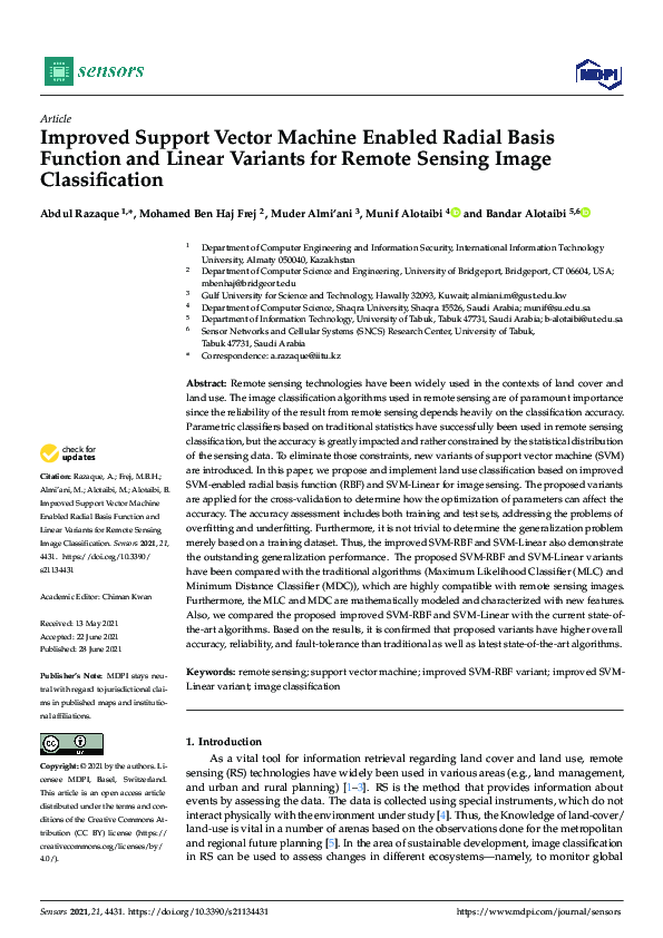 Pdf Improved Support Vector Machine Enabled Radial Basis Function And Linear Variants For