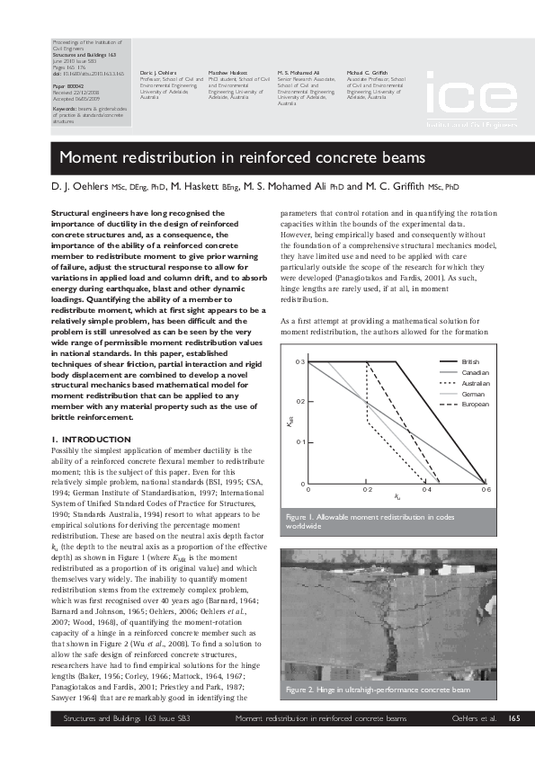 (PDF) Moment redistribution in reinforced concrete beams