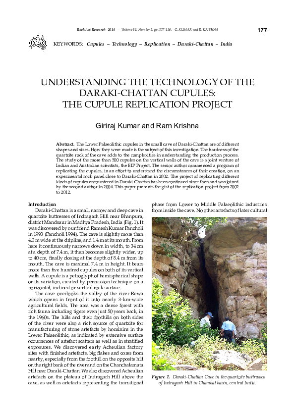 (PDF) Understanding the Technology of Very Small Cupules in Daraki ...