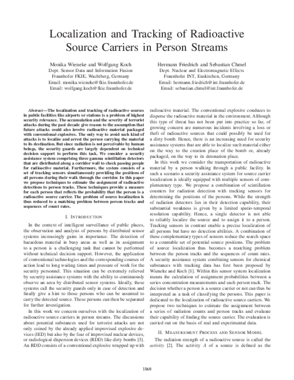 (PDF) Localization and tracking of radioactive source carriers in person streams
